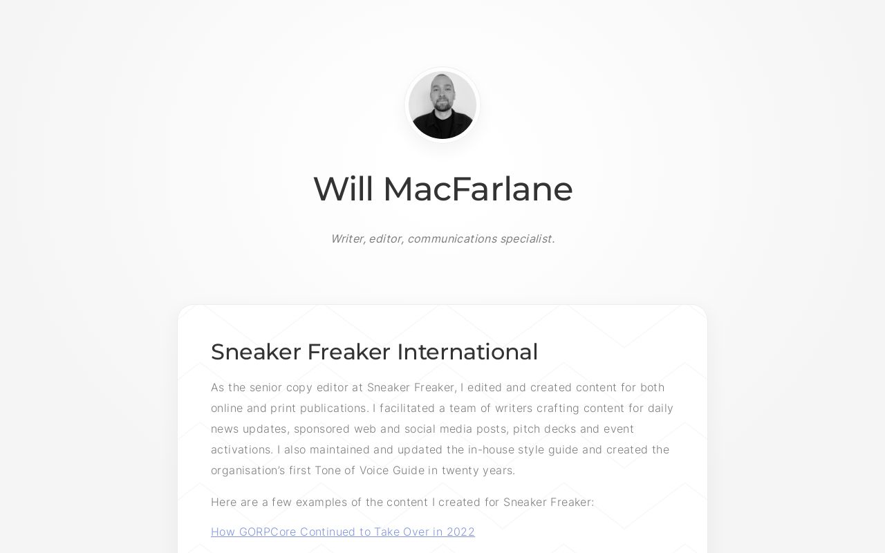 Will MacFarlane | Portfolio